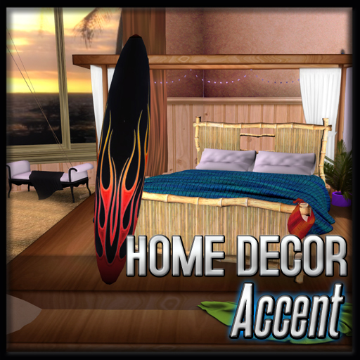 Second Life Marketplace - Surfboard - Red Flames (Tequila Sunrise Decor)