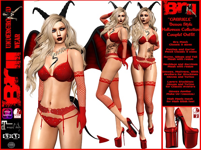 Second Life Marketplace - **GABRIELE DEMON STYLE COMPLET OUTFIT