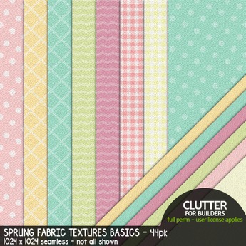 Second Life Marketplace - Clutter - Sprung Fabric Textures Basics - 44-pk