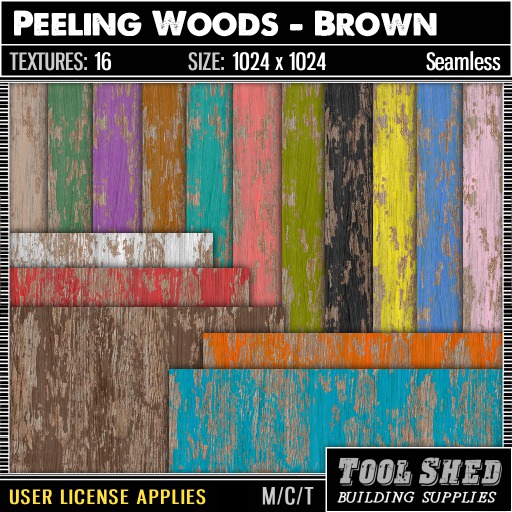 Second Life Marketplace - Tool Shed - Peeling Wood - Brown