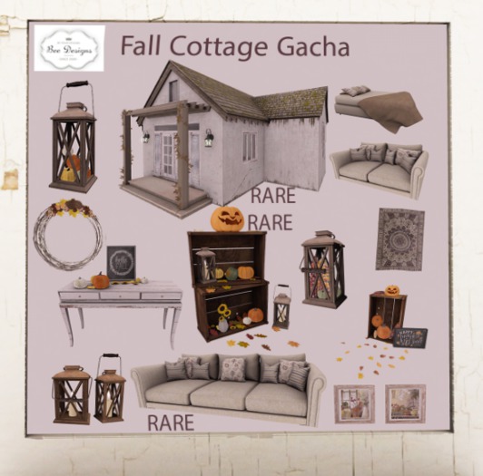 Second Life Marketplace - .:Bee designs:. Fall Cottage Gacha Table