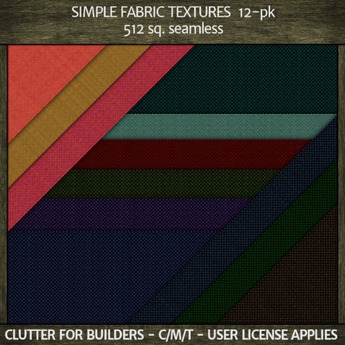 Second Life Marketplace - CLUTTER - SIMPLE FABRIC TEXTURES 12-PK