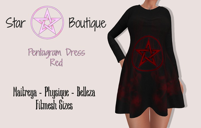 Second Life Marketplace - *Star Boutique* Pentagram Dress Red