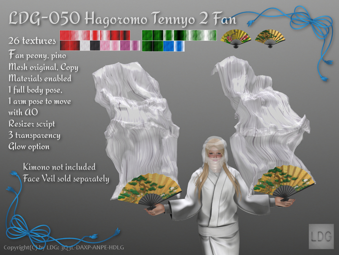 Second Life Marketplace - LDG-050 Hagoromo Tennyo 2 Fan Peony Pine /26 ...