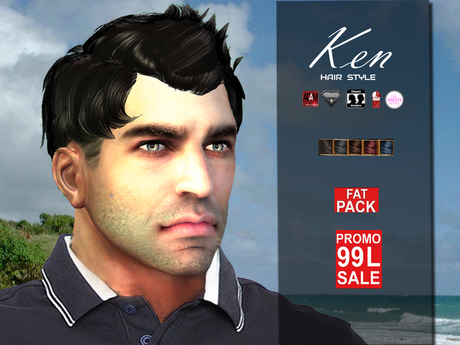Second Life Marketplace - CA PROMO KEN MESH HAIR FAT PACK