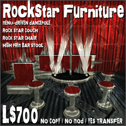 Second Life Marketplace - Rockstar Furniture [Boxed] - Red Set