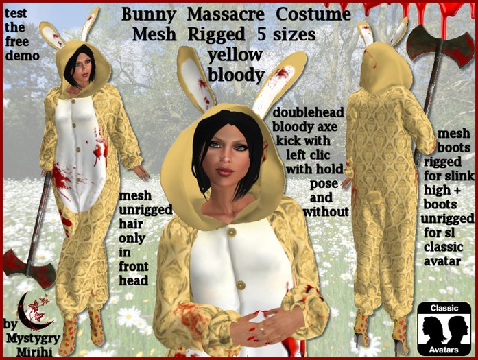 Second Life Marketplace - Bunny massacre bloody costume yellow mesh ...
