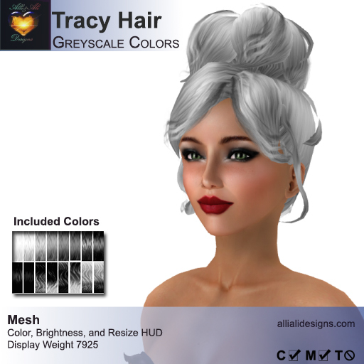 Second Life Marketplace - A&A Tracy Hair Greyscale Colors Pack ...