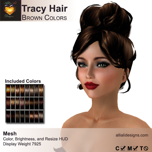 Second Life Marketplace - A&A Tracy Hair Brown Colors Pack. Resizable ...