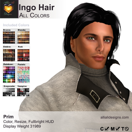 Second Life Marketplace - A&A Ingo Hair All Colors Pack. Mid-length ...