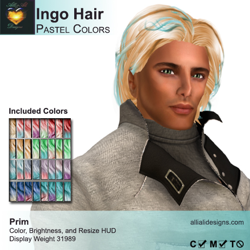 Second Life Marketplace - A&A Ingo Hair Pastel Colors Pack. Mid-length ...