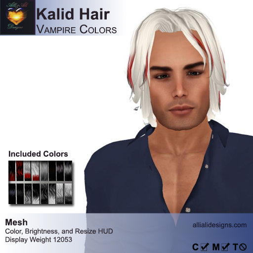 Second Life Marketplace - A&A Kalid Hair Vampire Colors Pack. Mid ...