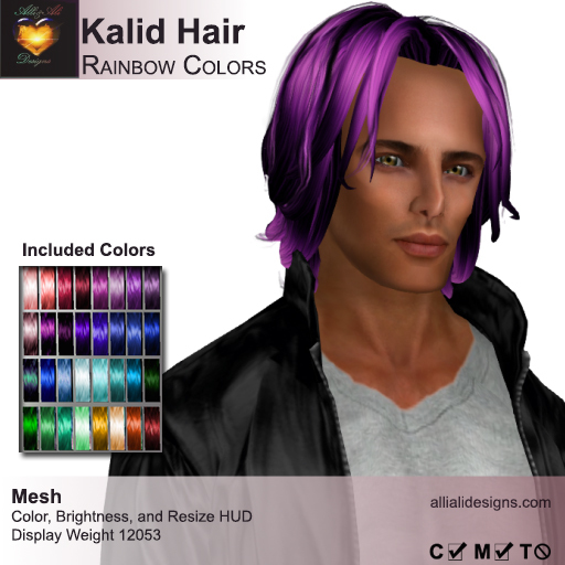 Second Life Marketplace - A&A Kalid Hair Rainbow Colors Pack. Mid ...