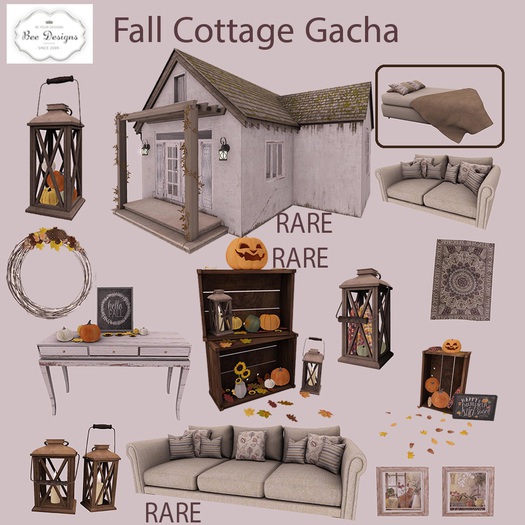 Second Life Marketplace - .:Bee designs:. Fall Cottage Gacha Bed