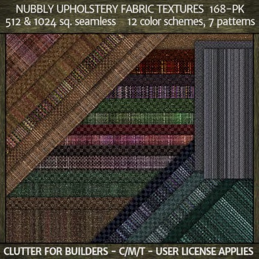 Second Life Marketplace - CLUTTER - NUBBLY FABRIC TEXTURES 168-PK