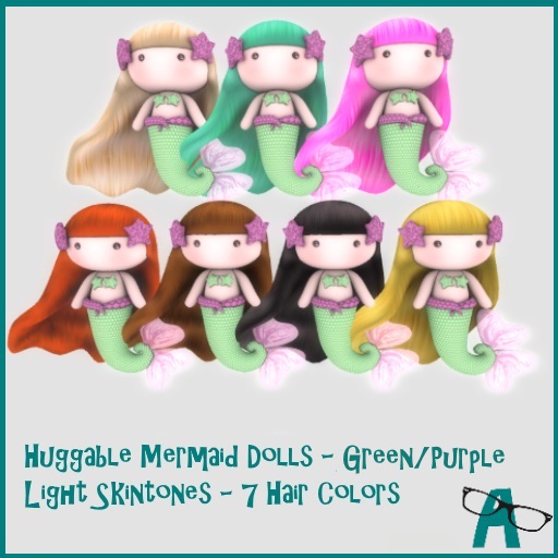 Second Life Marketplace - {-A-} Huggable Mermaids - Green/Purple ...