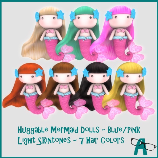 Second Life Marketplace - {-A-} Huggable Mermaids - Pink/Blue - Light ...