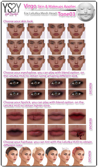 Second Life Marketplace - *YS&YS* Virgo Tone 03 Skin Applier for ...