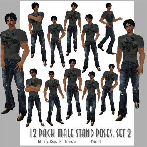 Second Life Marketplace - Amacci ~ 12 Male Stand Poses - Set 2
