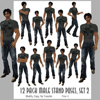 Second Life Marketplace - Amacci ~ 12 Male Stand Poses - Set 2