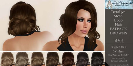 Second Life Marketplace - LMagnums TerraLyn Mesh Updo Hair Fatpack Browns