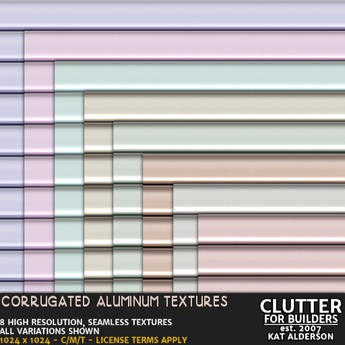 Second Life Marketplace - CLUTTER - Corrugated Aluminum Textures - 8PK