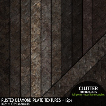 Second Life Marketplace - Clutter - Rusted Diamond Plate Textures - 12PK