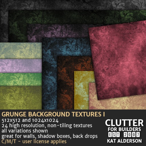 Second Life Marketplace - CLUTTER - GRUNGE BACKGROUND TEXTURES I 24-PK