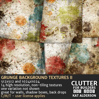 Second Life Marketplace - CLUTTER - GRUNGE BACKGROUND TEXTURES II 14-PK