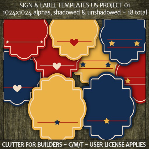 Second Life Marketplace - Clutter for Builders - Sign & Label Templates ...
