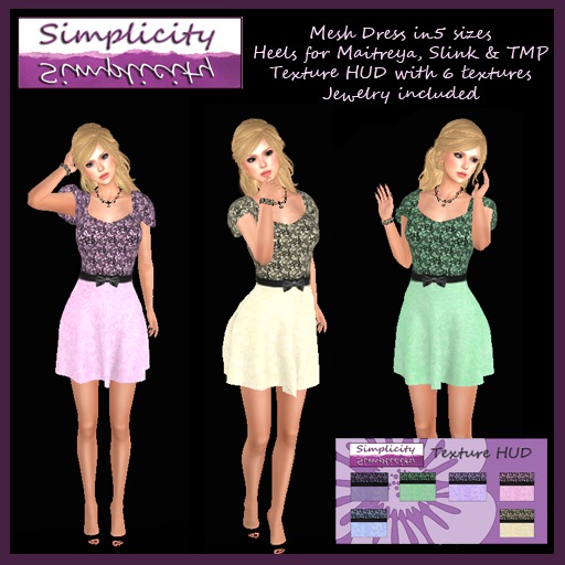 Second Life Marketplace - Simplicity Black Lace and Satin Dress