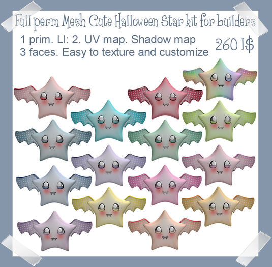 Second Life Marketplace - Full Perm MESH Cute Halloween Star kit for ...