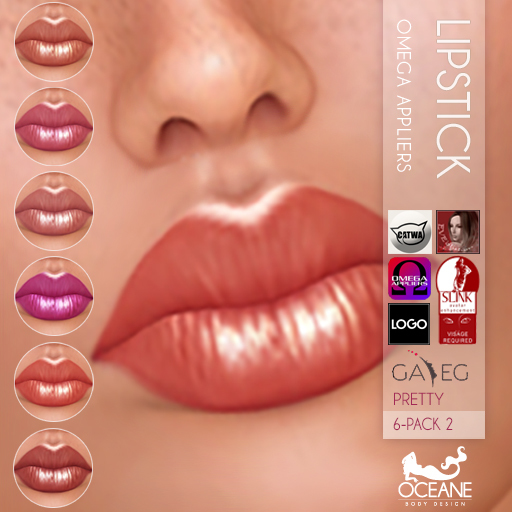 Second Life Marketplace - Oceane - Pretty Lipsticks 6-Pack 2 - Omega