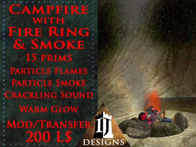 Second Life Marketplace - LIGHTING: CAMPFIRE WITH FIRE RING & SMOKE