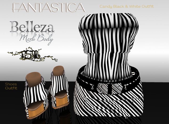 Second Life Marketplace - Black and white candy outfit 1 Belleza
