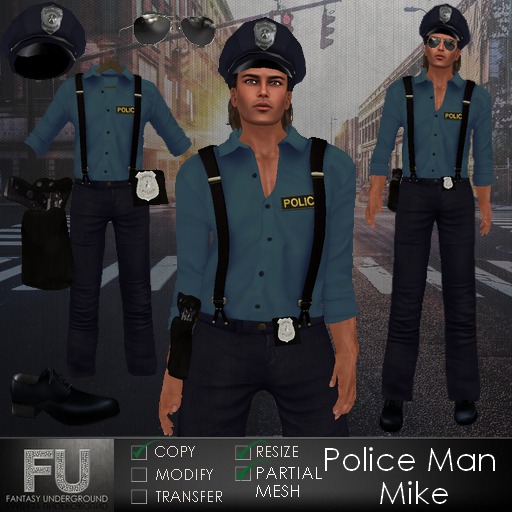 Second Life Marketplace - Police Man Mike Complete Set * Hat Glasses ...