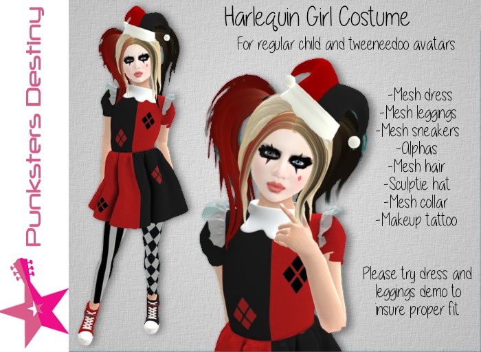Second Life Marketplace - *PD* Harlequin Girl Costume