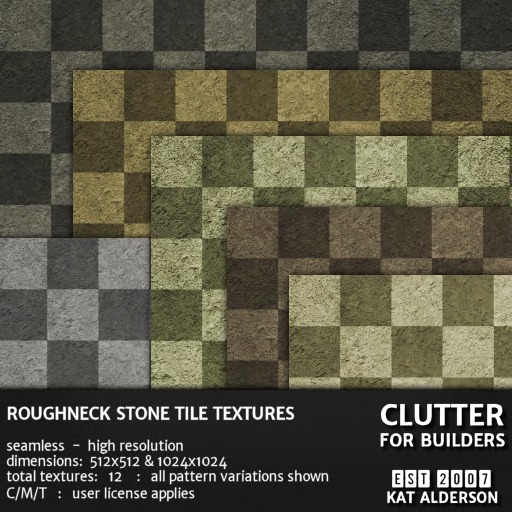 Second Life Marketplace - CLUTTER - ROUGHNECK STONE TILE TEXTURES 12-PK