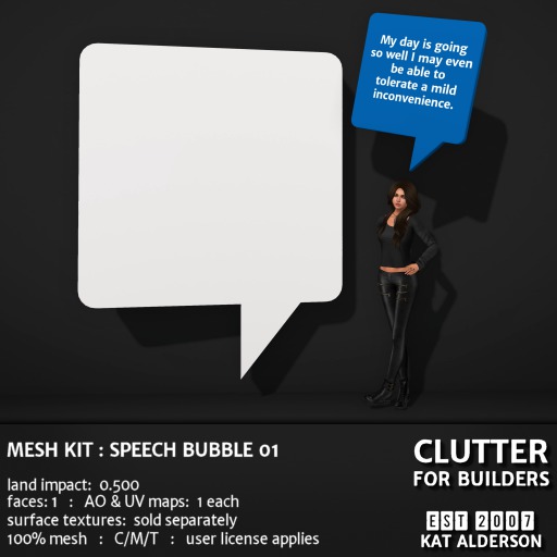 Second Life Marketplace - CLUTTER - MESH KIT SPEECH BUBBLE 01