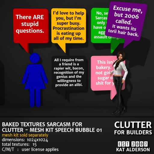 Second Life Marketplace - CLUTTER - BAKED TEXTURES SARCASM FOR SPEECH ...