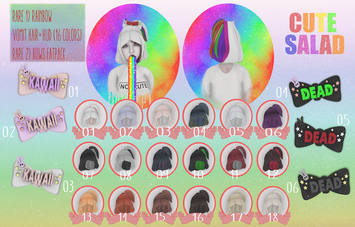 Second Life Marketplace - [Mello] Cute Salad - Kawaii Bow 01 rez