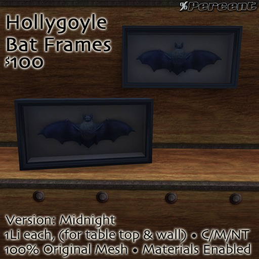 Second Life Marketplace - % Hollygoyle Bat Frames (midnight) *MESH*