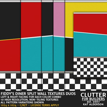 Second Life Marketplace - CLUTTER - Fiddy's Diner Split Wall Textures ...