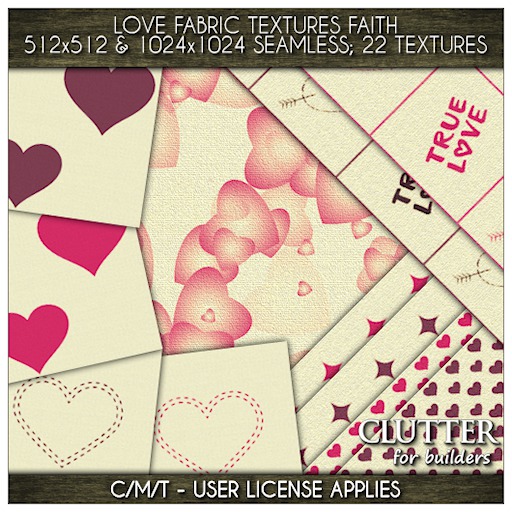 Second Life Marketplace - Clutter for Builders - Love Fabric Textures Faith