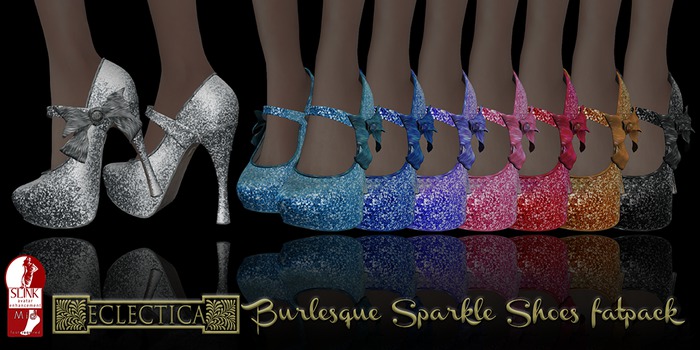 Second Life Marketplace - Eclectica 'Burlesque Sparkle Shoes'-fatpack