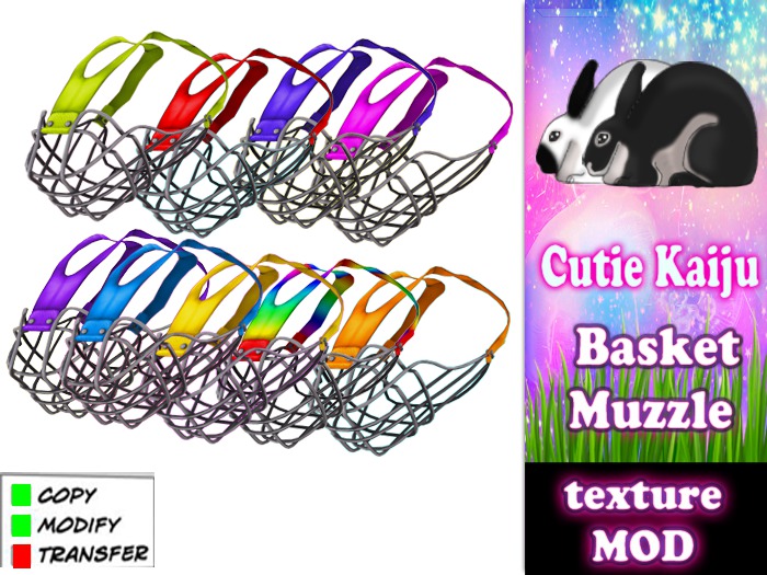 Second Life Marketplace - [M.O.R] Cutie Kaiju basket muzzle textures fat pack