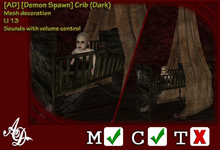 Second Life Marketplace - [AD] [Demon Spawn] Crib (Dark)