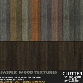 Second Life Marketplace - CLUTTER - Jasper Wood Textures - 8PK