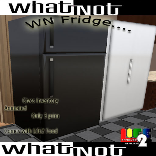 Second Life Marketplace - WhatNot BOX Life2 Fridge Black Cor (with Food)