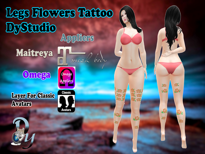 Second Life Marketplace - Legs Flowers Tattoo DyStudio